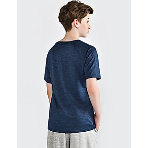 5 Pack Boys Athletic Shirts, Youth Activewear Dry Fit Tshirts for Kids, Short Sleeve Tees, Bulk Athletic Performance Clothing (Set 1, Large)