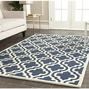 SAFAVIEH Cambridge Collection 2' x 3' Navy/Ivory CAM132G Handmade Moroccan Premium Wool Accent Rug