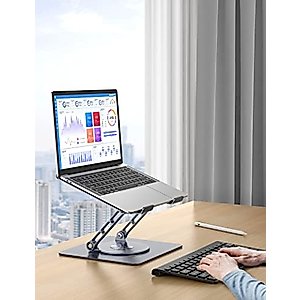 Adjustable Laptop Stand for Desk, Portable Laptop Stand with 360° Rotating Base, Ergonomic Foldable Aluminum Universal Computer Stand Compatible with Dell, HP and 10''-16'' Devices