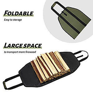 Firewood Carrier Bag with Handles, WITSTEP Log Tote Sturdy Wood Carrier for Firewood, Durable Oxford Fabric Log Carrier with Reinforce Ring Straps for Camping Indoor Outdoor Wood Stove Accessories