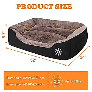 PUPPBUDD Dog Beds for Medium Dogs, Rectangle Washable Dog Bed Comfortable and Breathable Pet Sofa Warming Orthopedic Dog Bed for Medium Dogs