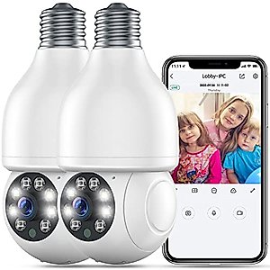 CAMBLINK 2.4GHz WiFi Light Bulb Security Camera,1080P Light Socket Camera, Outdoor Indoor Wireless Security Camera,Full Color Night Vision, TwoWay Dialogue,Motion Tracking,Alexa Support 2PCS…