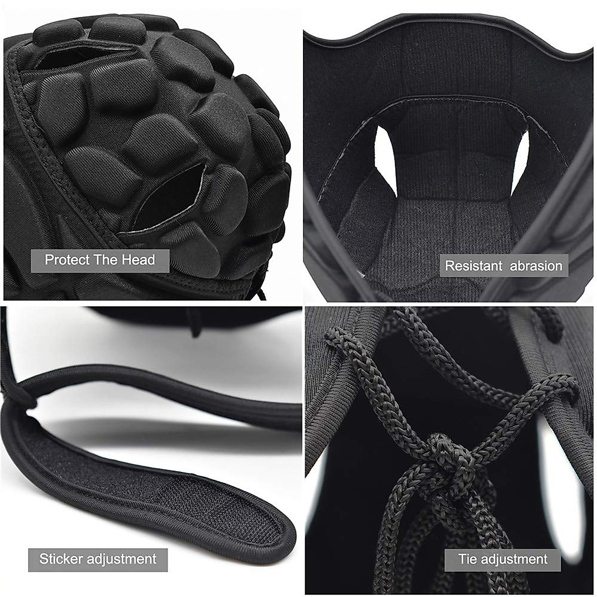 WOSAWE Goalkeeper Helmet Soft Shell Rugby Headguards Multi Sports Head Injury Protection Headgear, L