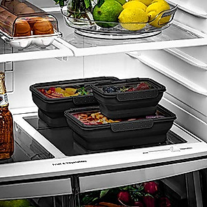 madesmart Lidware Collapsible Food Storage - FRIDGE & PANTRY COLLECTION Airtight, Food Safe, Collapsible, Dry-Erase Space For Labeling, Medium Shallow - Holds 4.83 Cups, Carbon