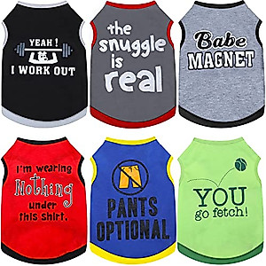 6 Pieces Dog Clothes for Small Dog Dog Shirts for Medium Dogs Letters Dog Clothes Dog Outfits Puppy Shirts Pet T Shirt Dog Clothes for Chihuahuas Dog Sweatshirt for Pet Dogs Accessories (Small)