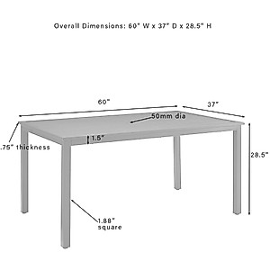 Crosley Furniture Hansen 6-Person Rectangular Outdoor Dining Table with Umbrella Hole for Outside Patio, Matte Black