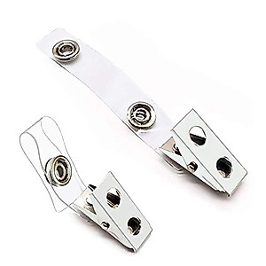 100Pcs Premium Metal Badge Clips with Clear PVC Straps for ID Cards, Badge Holders, Name Tags, Work Badges