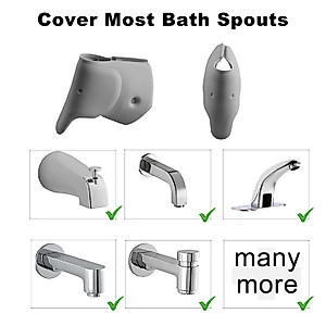 Bath Spout Cover, Faucet Cover Baby Tub Spout Cover Bathtub Faucet Cover for Kids -Tub Faucet Protector for Baby - Silicone Spout Cover Gray Elephant - Kids Bathroom Accessories - Free Bathtub Toys