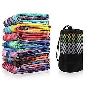 Yoga Towel, Non-Slip Hot Yoga Towel Anti-Slip Waffle Texture, 100% Absorbent Odorless Microfiber Yoga Blanket, Standard Size 72 x 24 x 0.2 inches Cushion Towel for Hot Yoga, Bikram, Pilates1