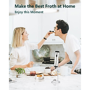 KURSINNA Powerful Rechargeable Milk Frother Handheld, USB-C Charge Foam Maker with 2 Stainless Steel Whisk & Stand, Powerful Mini Mixer Coffee Frother for Frappe, Latte, Matcha (13000RPM USB-C Charge)