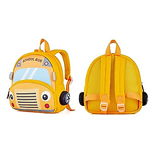 KK CRAFTS Preschool Backpack Toddler Neoprene Animal Schoolbag Lunch backpack for Kids Boys Girls(School Bus)