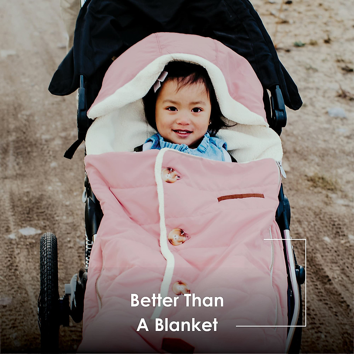 JJ Cole Bundle Me Winter Toddler Car Seat Cover and Bunting Bag - Urban - Weather Resistant Baby Carrier Cover - Stroller Accessories and Winter Baby Essentials - Blush Pink