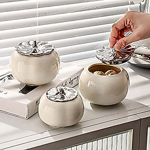 MLAFE Ceramic Jar With Lid, White Kitchen Countertop Pantry, Nordic Style Storage Jar For Snacks, Coffee Beans, Tea Leaves, Cereals, Etc. (L)