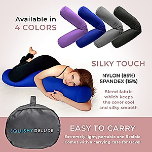 Squishy Deluxe Microbead Body Pillow with Silky Removable Cover, Extremely Huggable, Full Body Support, Keeps Spine in Proper Alignment, Doubles As a Pregnancy & Nursing Pillow, 47 X 7”, Grey