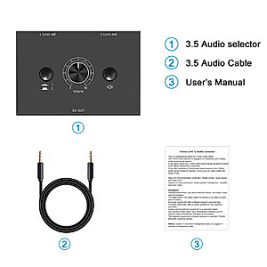 3.5mm Stereo Audio Switch Audio Switcher Passive Speaker Headphone Manual Selector Splitter Box Audio Sharing