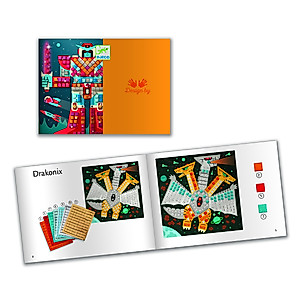 DJECO Space Battle Sticker Mosaic Kit - Craft Your Own Space Battle Scene for School or Gifts - Fun & Creative for Family & Friends, Boys & Girls, Mosaic Art Craft Kit for Kids 5+ - Multi