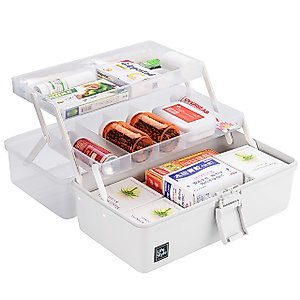 Craft Supply Storage Box, 3-Layer Clear Plastic Medicine Storage Box/Tool Box Multipurpose Portable Storage Box/Sewing Box Handled Storage Case for Art Craft and Cosmetic School Supply, Office Supply