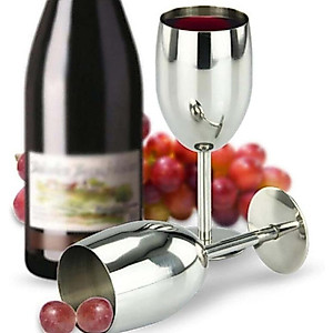 BUJIATANG 3pcs Stainless Steel Red Wine Glasses Unbreakable White Wine Cocktail Glass Metal Drink Glass 240ml Stainless Steel Wine Glass
