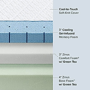 ZINUS 10 Inch Ultra Cooling Gel Memory Foam Mattress / Cool-to-Touch Soft Knit Cover / Pressure Relieving / CertiPUR-US Certified / Bed-in-a-Box / All-New / Made in USA, Twin
