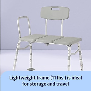 Medline Transfer Bench for Bathtubs and Showers, Adjustable Shower Bench and Bath Seat For Seniors and adults, Slip-resistant Feet, Heavy-Duty 400 lb. Weight Capacity, Tool-Free Assembly