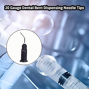 Blunt Tip Needle, 100 Pcs 20G Black Bent Dispensing Tips, Flow Dispensing Needle Tips, Disposable Dental Irrigation Fluid Needle Tips for Oil or Glue Applicator