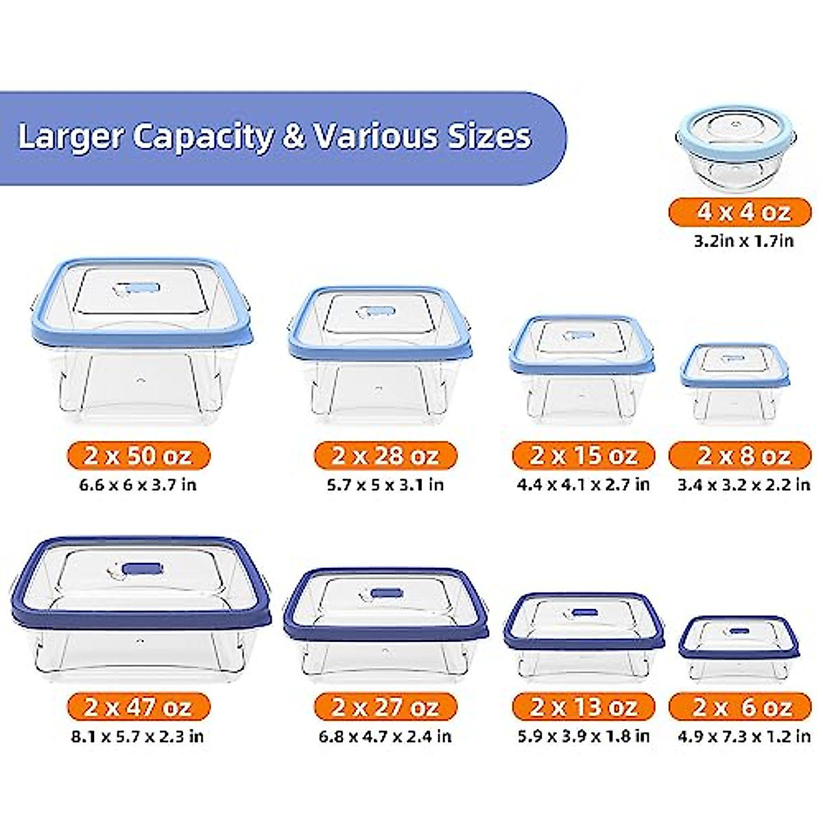 GiFBERA 40-Piece Food Storage Containers with Lids and Vent (20 Containers & 20 Lids) - Food Grade Kitchen Organization for Leftover, Meal Prep, Lunch - Microwave Dishwasher Safe