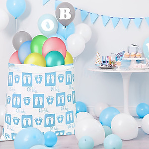 Yingzhao 2 Pcs 80 x 60 in Jumbo Bike Gift Bags Extra Large Baby Footprint Gift Bags Large Plastic Present Bags Birthday Gift Sack for Girl Boy Heavy Large Birthday Party Gifts Bags Baby Shower(Blue)
