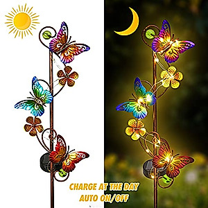 NAN ZAI NAN FANG Solar Garden Lights 2 Pack Outdoor Butterfly Garden Decor Waterproof Butterfly Solar Stake Lights for Garden,Lawn,Patio or Courtyard