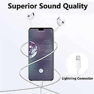 2 Pack-iPhone Earbuds/iPhone Headphones Wired//Wired Earphones/Lightning [MFi Certified] Built-in Microphone & Volume Control Compatible with iPhone 14/13/12/11/X/8/7, Support All iOS System