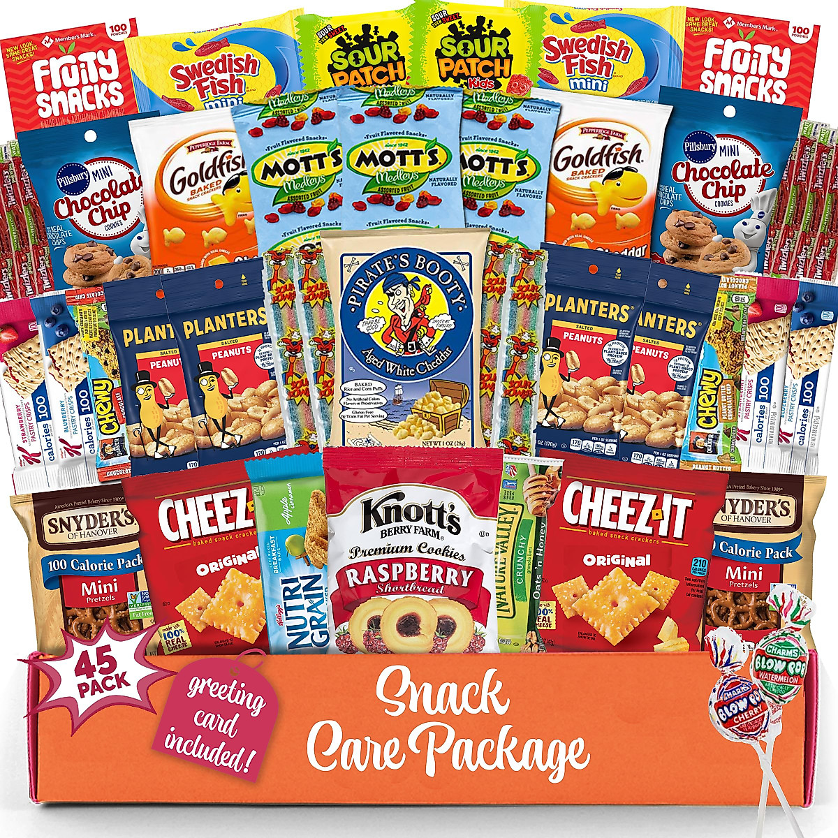 Variety Snack Care Package (45 Count) Gift Box for Teens - Fathers Day Goodie Food Arrangement for Dad - Birthday Candy Basket for Men, Women, Boys, Girls, Kid, Adult, College Student - Prime Delivery