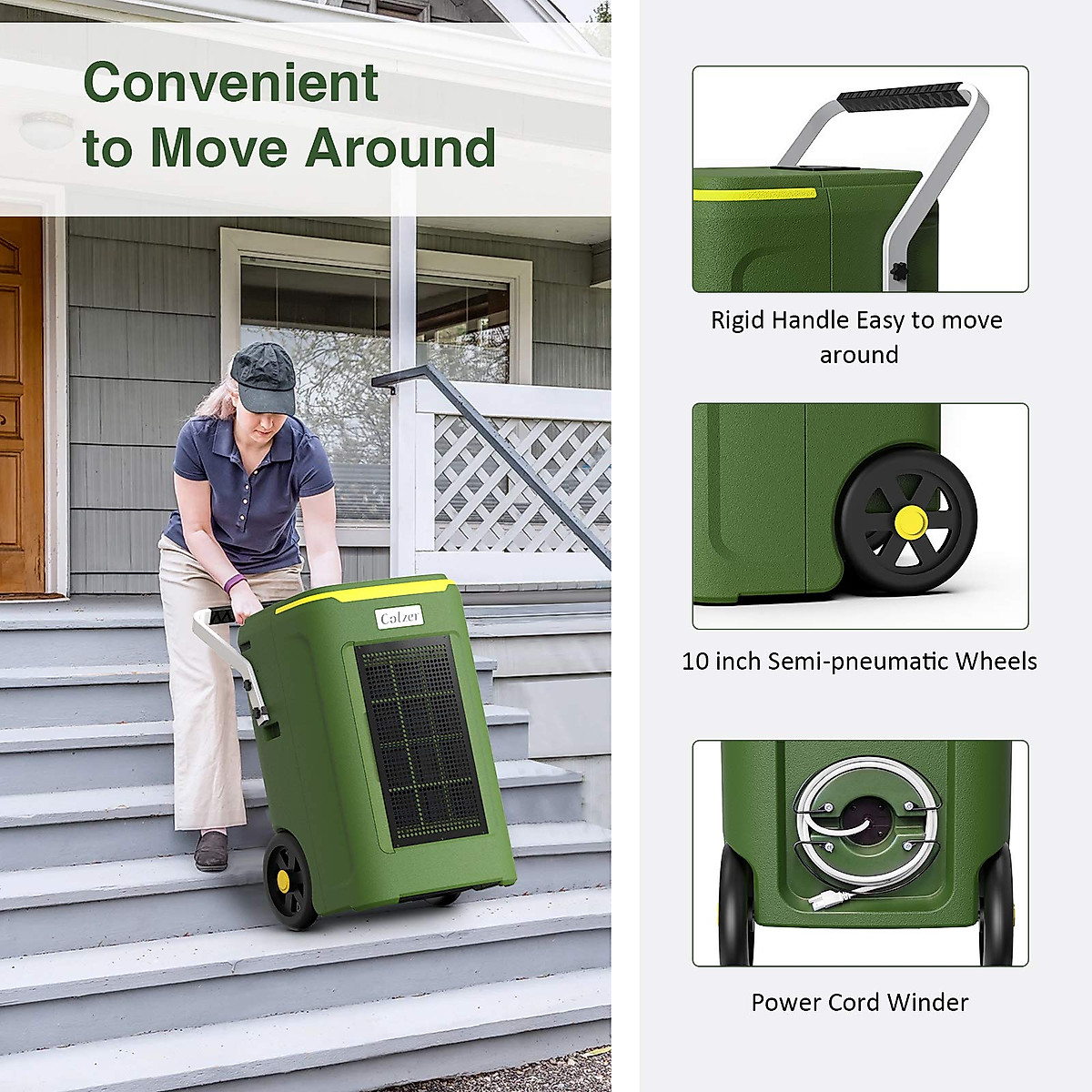 COLZER 180 Pints up to 7,000 Sq. Ft Commercial Dehumidifier Includes Pump & Drain Hose, Powerful Compressor Fast Draw Air for Water Damage, Ideal for Basements, Building Sites, Warehouse