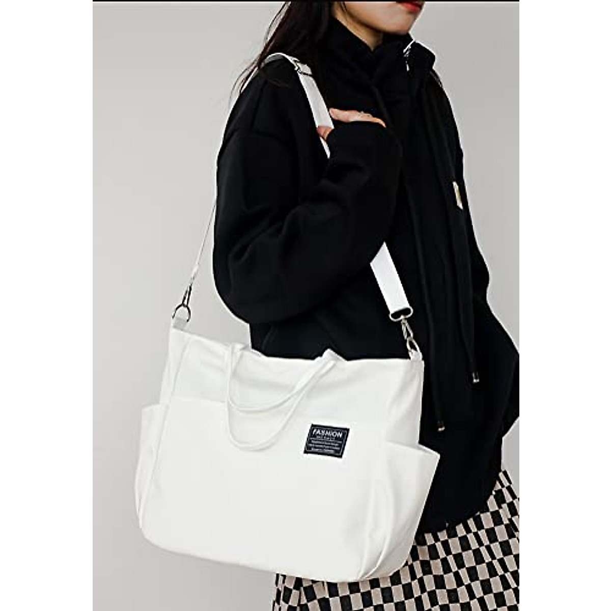 Shoulder Bag for Women Men Retro Nylon Large Hobo Bag Crossbody Bag Tote Multiple Pocket Fashion Purse