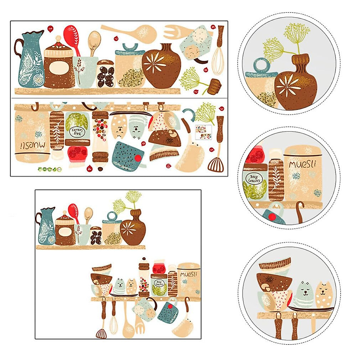 Uonlytech Window Decals 2pcs Cartoon Kitchen Quotes Wall Decal Cooking Utensils Wall Art for Kitchen Dining Room Fridge Restaurant Decor