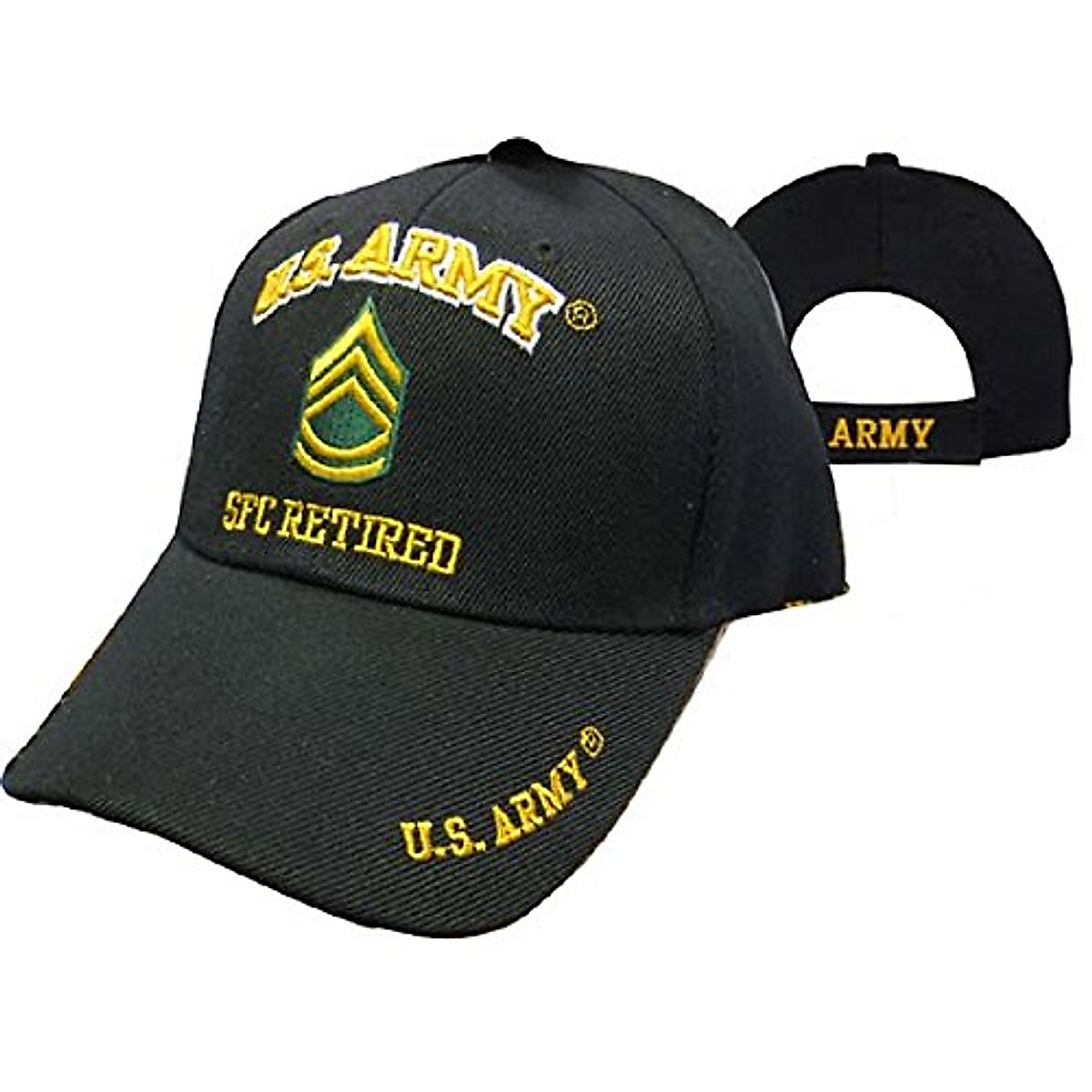 U.S. Army SFC Retired Military Black Embroidered Cap Hat 560C
