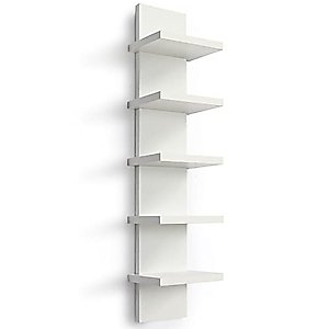 Homaterial 5 Tier Wall Shelf Unit,White Vertical Floating Shelf-Narrow Decorative Wall Mount Modern Wall Decor Shelves for Bedrooms, Living Rooms 5.5" x 7.2" x 31"
