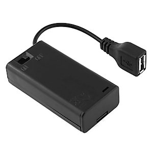 DGZZI USB Female Socket 2 AA Battery Case Box Holder with ON-Off Switch and