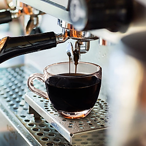 3.4 oz Espresso Cups Small Demitasse Clear Glass Espresso Drinkware Demitasse Cups Espresso Cups with Saucers Set Tea Cup and Saucer Set of 6 with Stainless Steel Mini Spoon for Hostess Coffee Lover