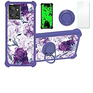 jioeuinly Case for Moto Thinkphone Case Compatible with Motorola Thinkphone Phone Case Cover [with Tempered Glass Screen Protector][Hard PC + Soft Silicone][Ring Support] [Luminous Effect] YGZ-ZSH