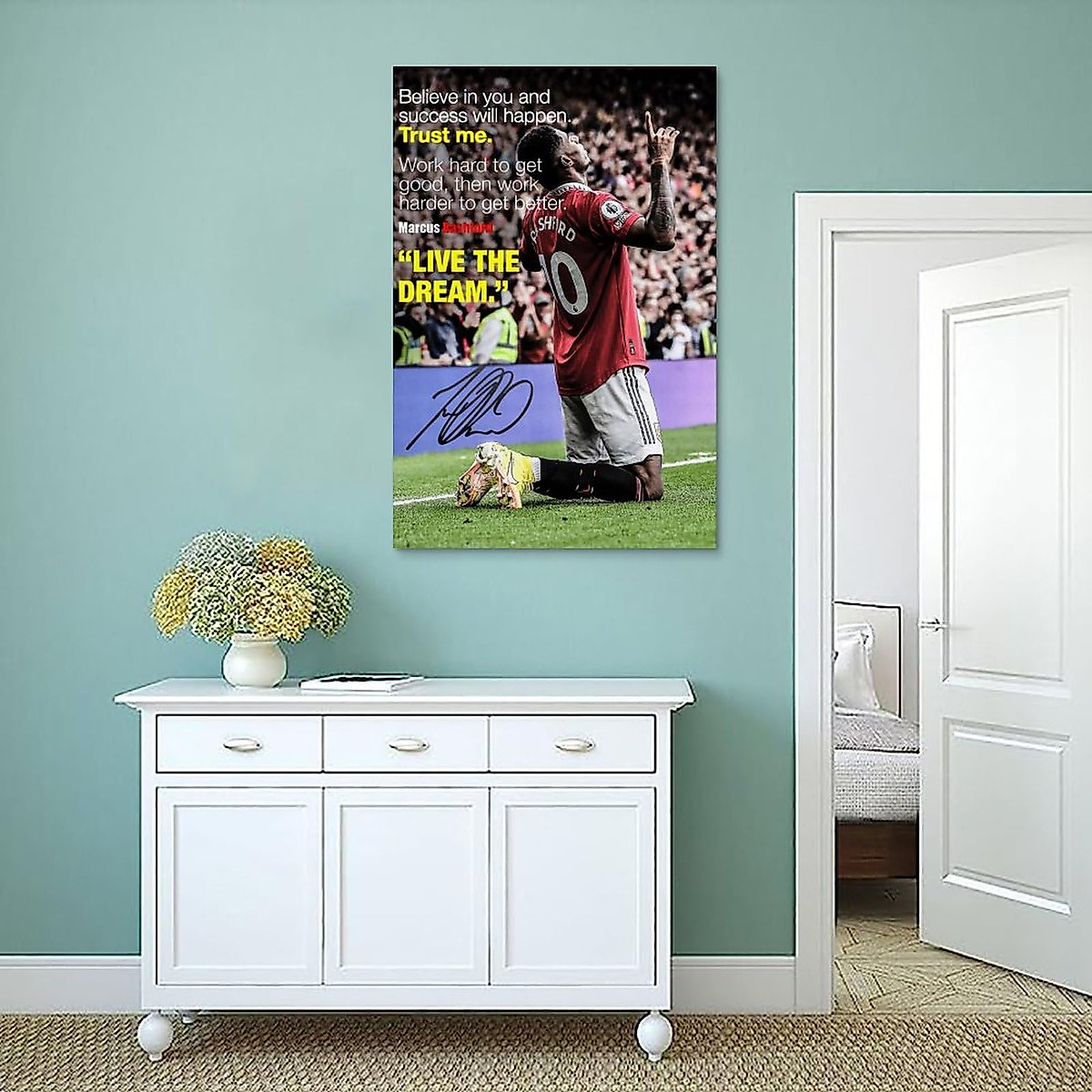 Sports Soccer Star Marcus Rashford Motivational Signed Poster Classic Inspirational Modern Home Living Room HD Picture Printing Decoration Gift. Unframe-style, 12x18inch(30x45cm)