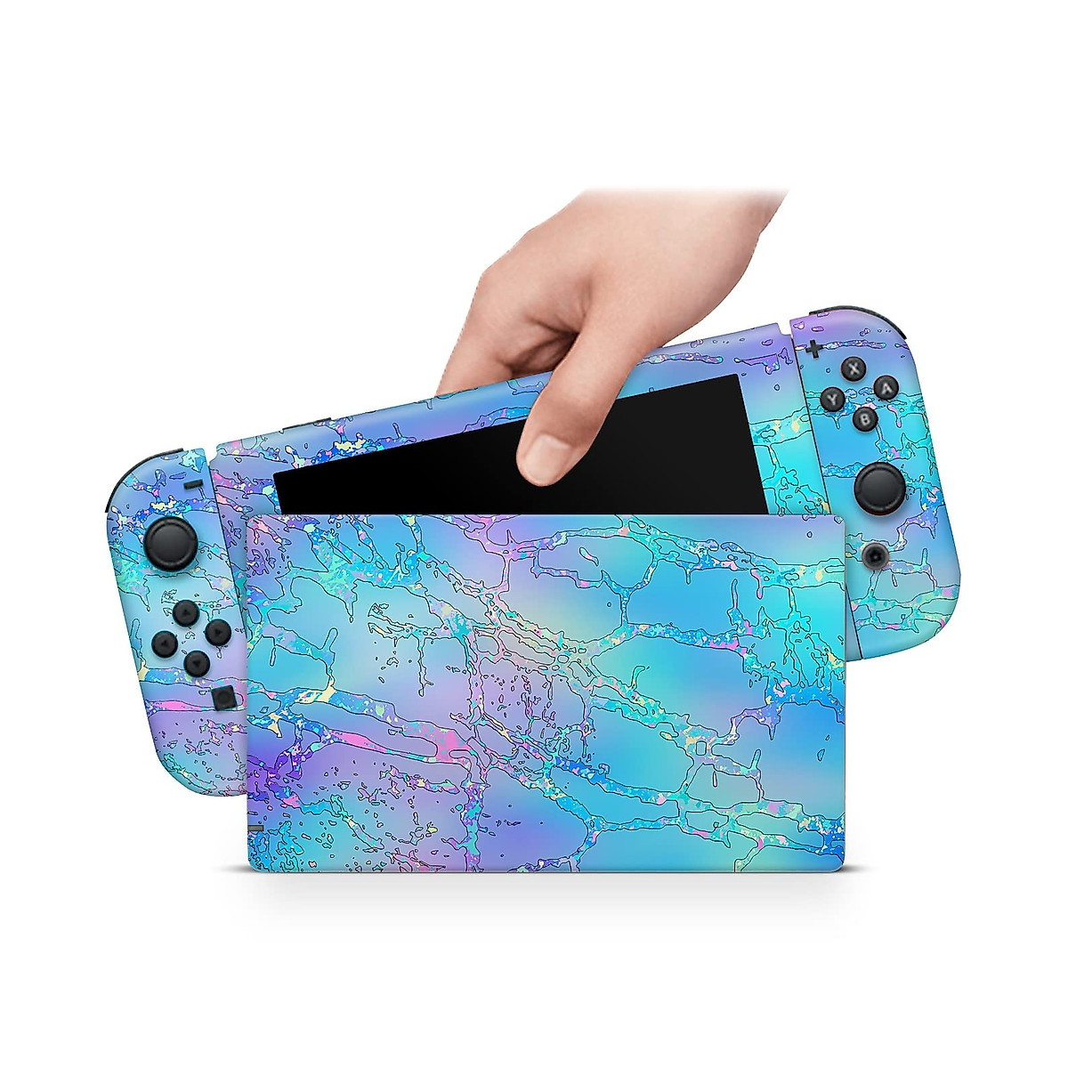 ZOOMHITSKINS Compatible with Switch Skin Cover Exquisite Gem Cute Kawaii Pink Blue Vinyl Decal Sticker Wrap, Made in The USA