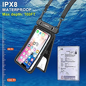v-Golvin Waterproof Phone Pouch, 2 in 1 IPX8 Cellphone Dry Bag Waterproof Case for iPhone 14 13 12 11 Pro Max SE 2020 XS Max XR X 8 7 6s Plus S22 S10 S20 S21 Ultra Note 20/10 Up to 7 inches, Black