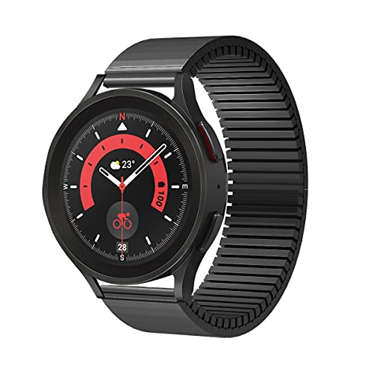 20mm Solo Loop Stainless Steel Metal Replacement Expansion watchband,Compatible Fossil Q Gazer, Huawei, Garmin Amazfit Ticwatch Ms/Men’s Sport Stretchable No Buckle Bands Strap (6.1‘’（15.5cm), Black)