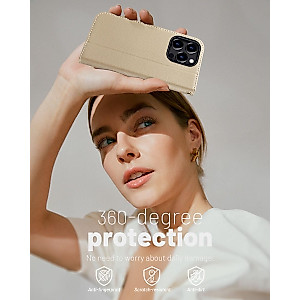 OCASE Compatible with iPhone 15 Pro Max Case Wallet Case, PU Leather Flip Folio Case with Card Holders RFID Blocking Kickstand Shockproof Phone Cover 6.1 Inch 2023, Litchi Apricot