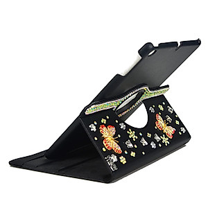 STENES Bling Case Compatible with Samsung Galaxy Tab S6 Lite (2022) 10.4 inch - Stylish - 3D Handmade Crystal Butterfly 360 Degree Rotating Stand Case with Smart Cover Auto Sleep/Wake- Black