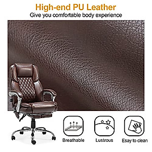 HOMREST Executive Office Chair, Ergonomic Office Chair with Adjustable Lumbar Back Support,Big and Tall Office Chair with Massage and Heat,Home Office Desk Chair,Black