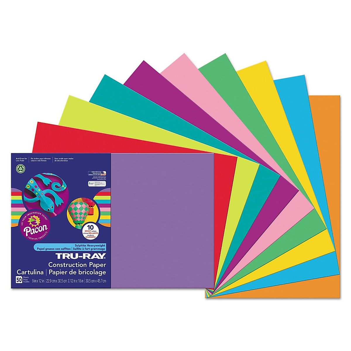 Pacon Sulphite Heavyweight Construction Paper Tru-Ray Assorted Bright Color 102941