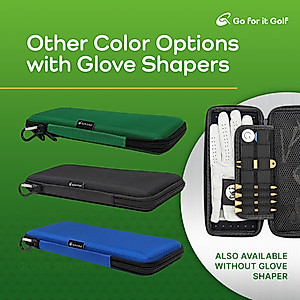 Go For It Golf Glove Case with Glove Shaper For a Wrinkle Free Glove - Golf Case with Magnetic Glove Holder - Organizer for Golf Divot Tool and Golf Accessories for Men & Women - Key Holder (Black)