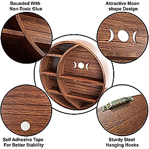 Midasfix Moon Shelf for Crystals, Large 16” Crystal Shelf Display, Essential Oil Shelf. Crescent Moon Shelf for Wall Décor