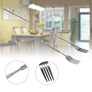 Adjustable Telescopic Fork Extendable Fork Long Fork Toasting Fork Extending Fork Extra Long Fork Extended Fork Stainless Steel, For Eating, Barbecue, Dinner, Dessert, Sausage, Vegetable