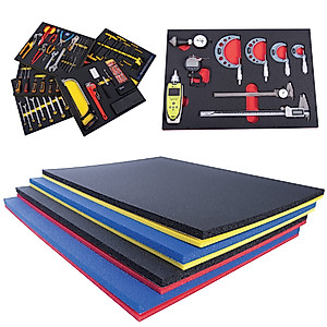 5S TOOL BOX SHADOW FOAM ORGANIZERS (2 COLOR) FITS CRAFTSMAN WATERLOO and HUSKY TOOL CHESTS (10.625" x 22.25", Black Top/Red Bottom)